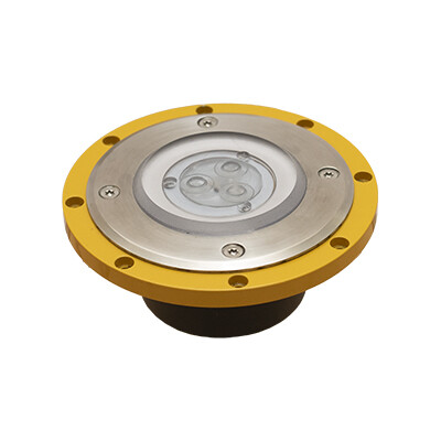 Heliport inset lights - LED underground lights mounted on shallow bases